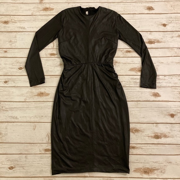 Charina Sarte | Dresses | Rare Charina Sarte Black Faux Leather Sheath ...